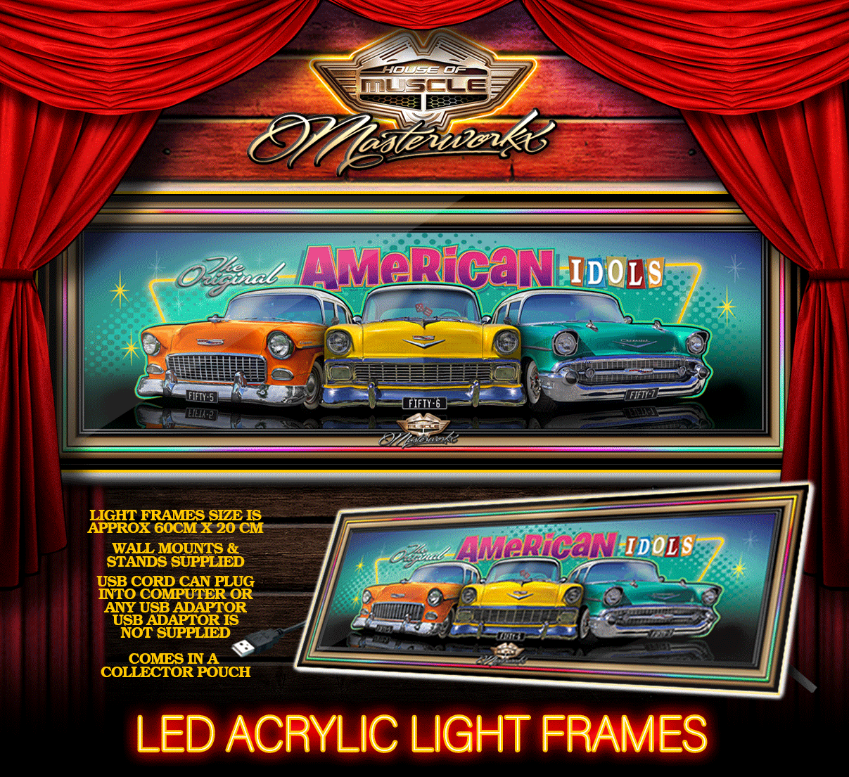 CHEVY TRI-FIVE LED LIGHT UP ACRYLIC USB POWERED – FREE POSTAGE – House ...