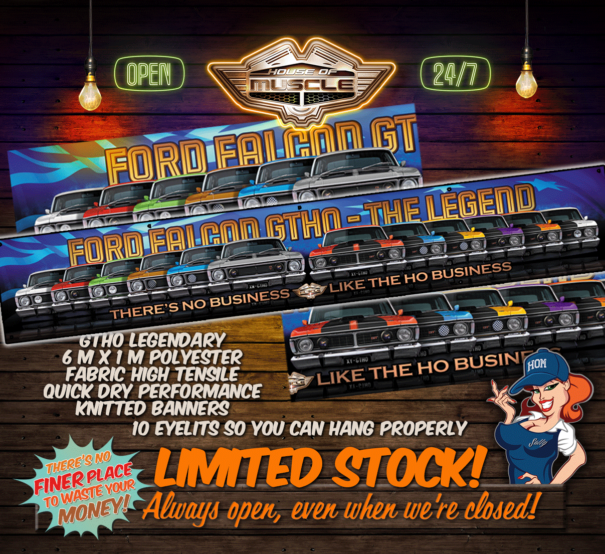 FORD FALCON GTHO XW XY LEGEND SIZE 6M X 1M BANNER – House of Muscle