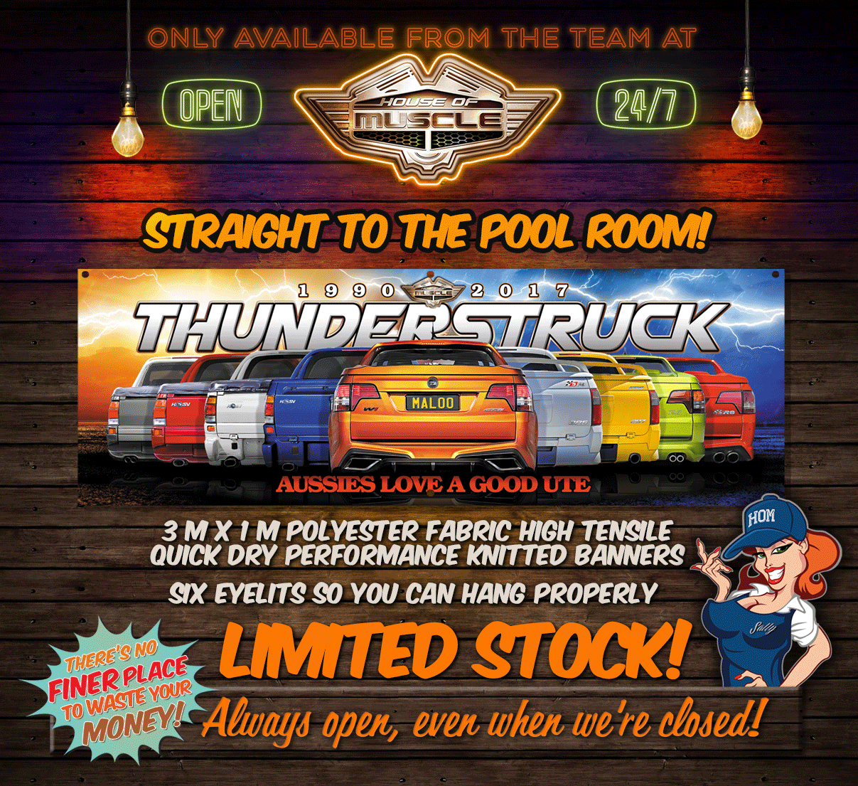 HOLDEN MALOO UTES THUNDERSTRUCK 3M FABRIC BANNER – House of Muscle