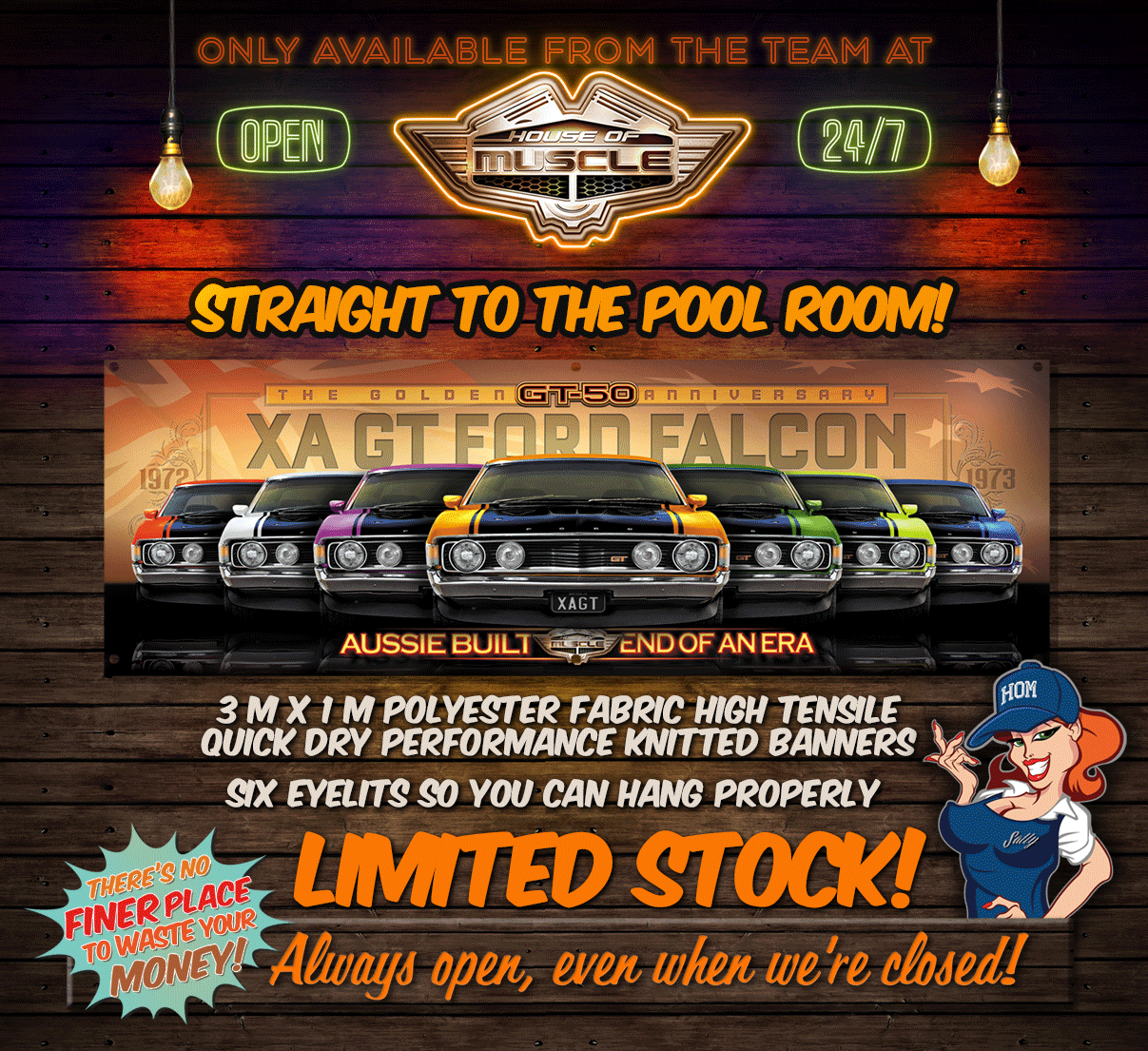 FORD FALCON XA GT 50TH ANNIVERSARY 3M FABRIC BANNER – House of Muscle