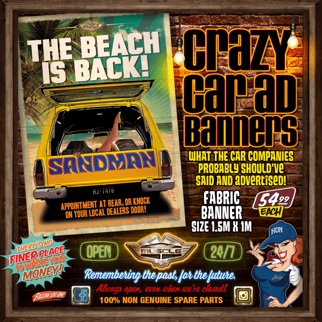 HJ SANDMAN BEACH IS BACK CRAZY DEALERSHIP ADVERTISING FABRIC BANNER 1 ...