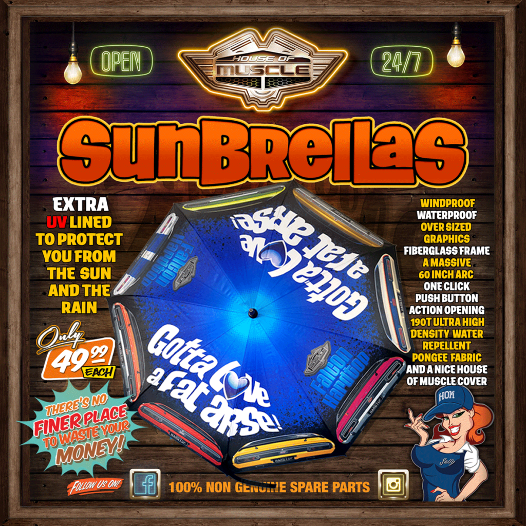 FALCON HARDTOP GOTTA LOVE A FAT ARSE UV UNDERLINED UMBRELLA SUNBRELLA – House of Muscle